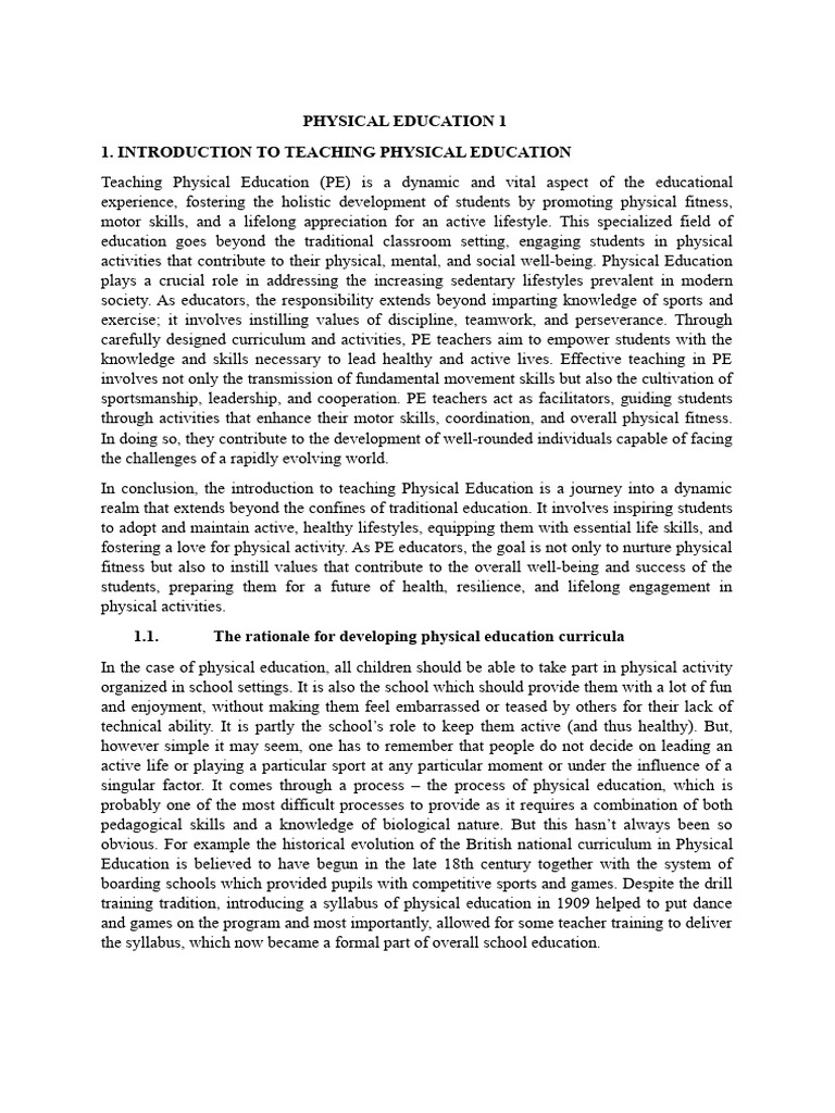 Physical Education 1 | PDF | Physical Education | Curriculum