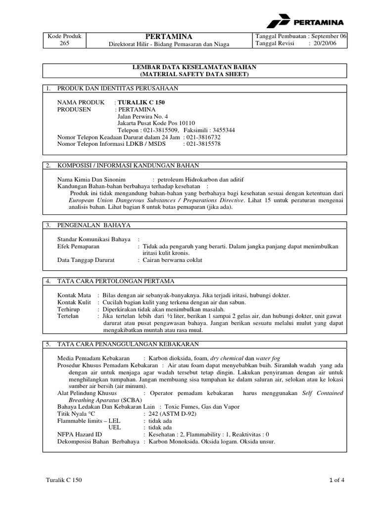 MSDS-Turalik C 150 | PDF