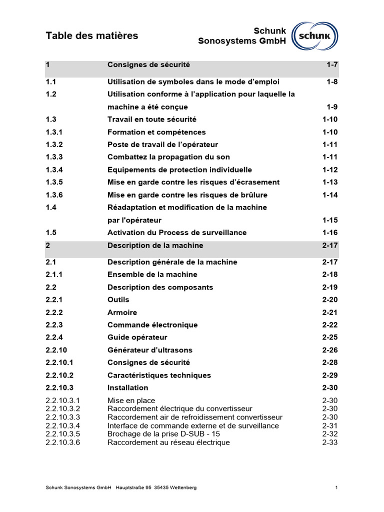 Manuel d'utilisation Schunk Minic II | PDF | Générateur électrique ...