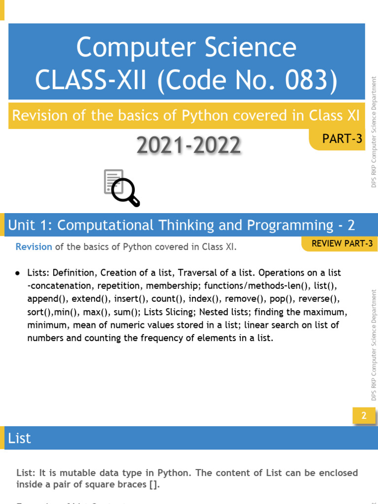 Revision of Python Basics | PDF | Parameter (Computer Programming ... Revision of Python Basics | PDF | Parameter (Computer Programming ...