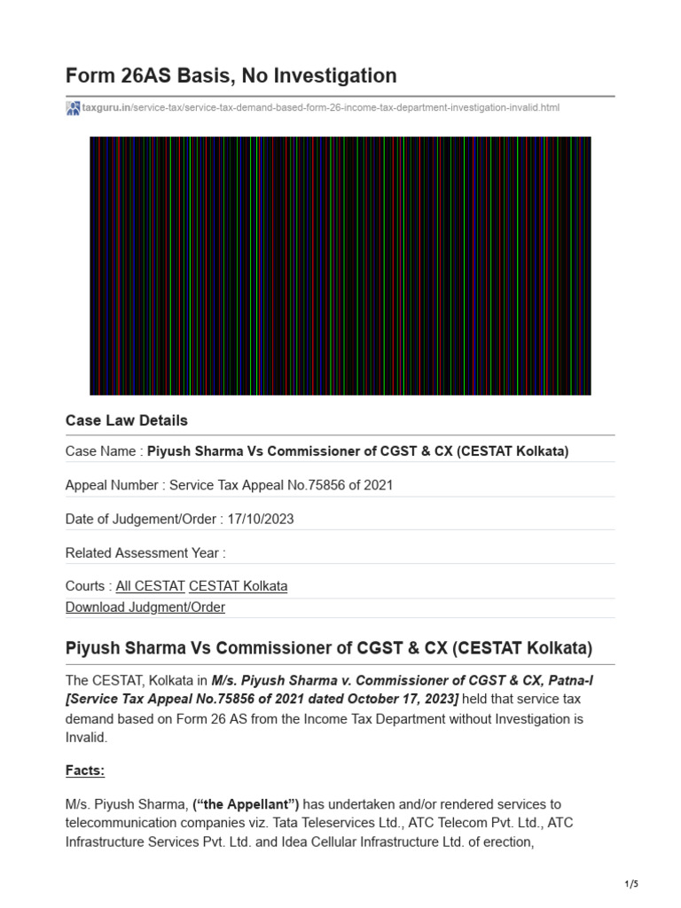Form 26AS Basis No Investigation | PDF | Taxes | Appeal