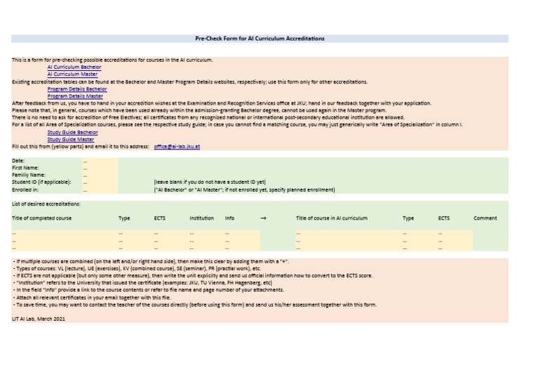 Pre-Check Form For AI Curriculum Accreditations 0521 | PDF ...
