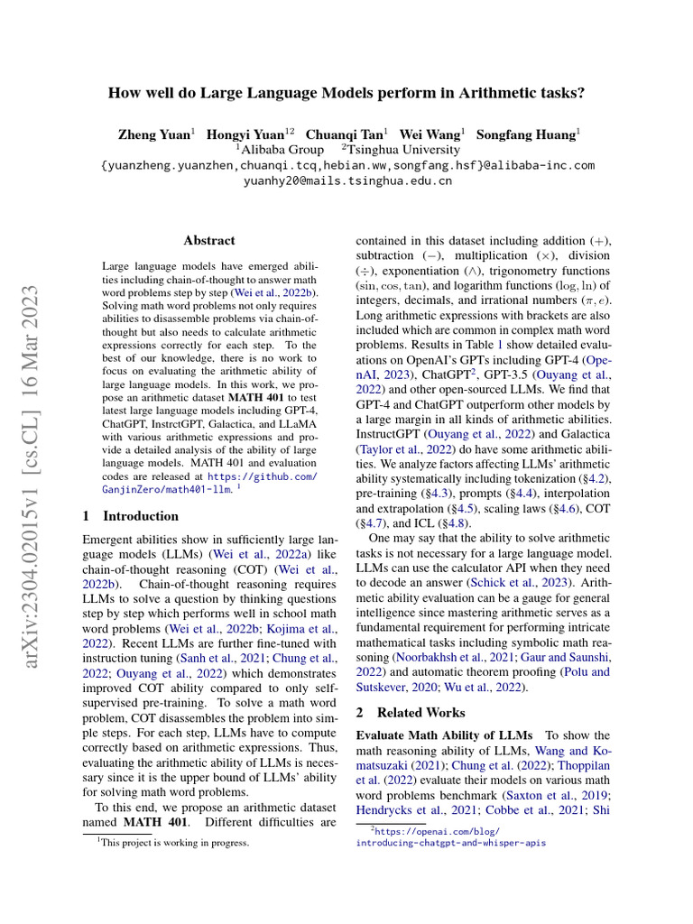 How Well Do LLM Perform Iin Arithmetic Tasks | PDF | Arithmetic | Multiplication