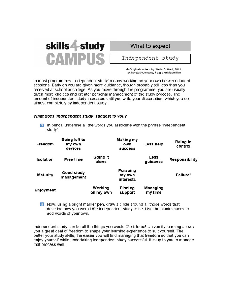 Independent Study: Expectations and Skills | PDF