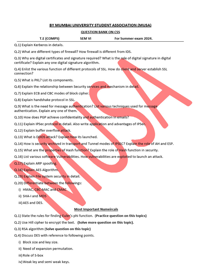 CSS (T.e Comps) Q.B by Musa | PDF