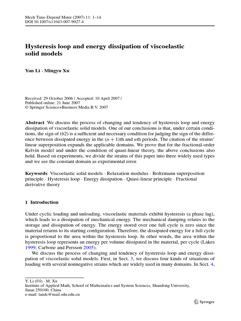 Li-Xu2007 Article HysteresisLoopAndEnergyDissipa | PDF ...