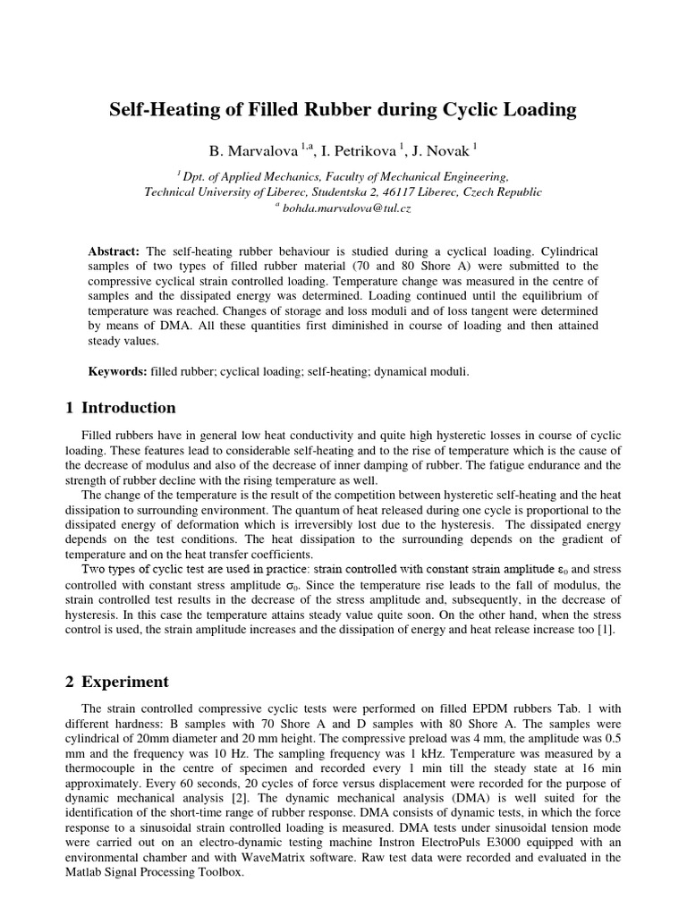 Self-Heating of Filled Rubber During Cyclic Loading: B. Marvalova, I ...
