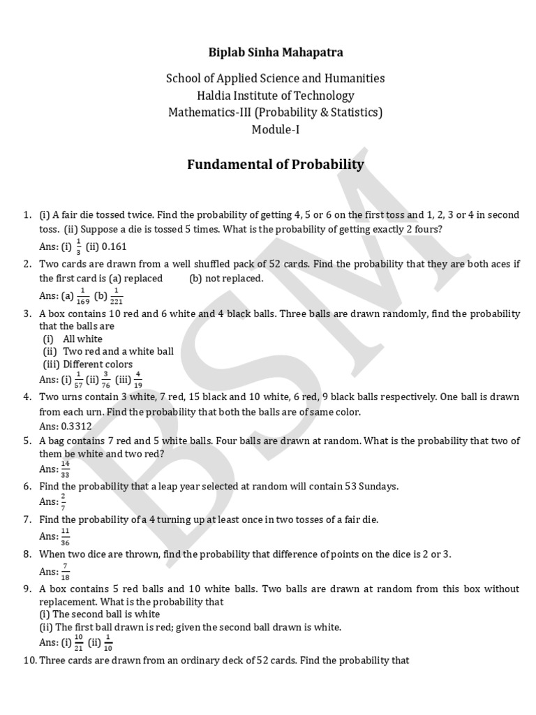 Ch-1- Fundamental of Probability | PDF | Probability | Mathematics