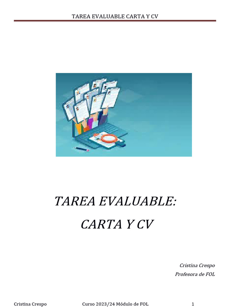 Tarea 1 Evaluable Carta y CV | PDF | Plan de estudios