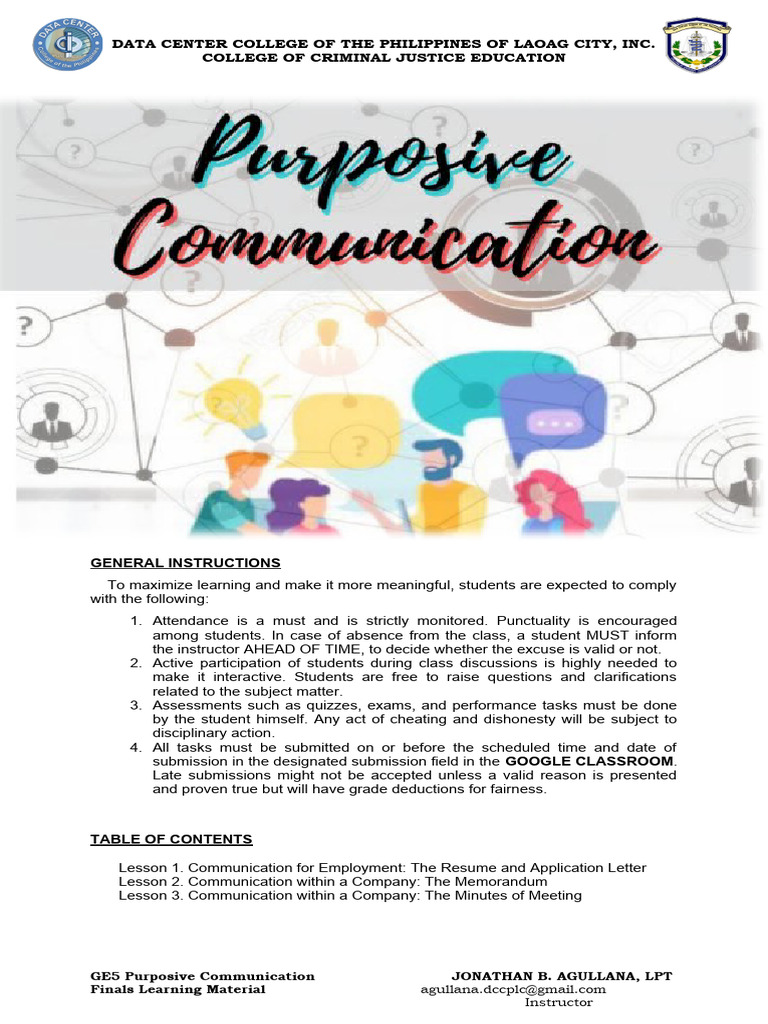 Finals Module in Purposive Communication 1 | PDF | Résumé | Memorandum