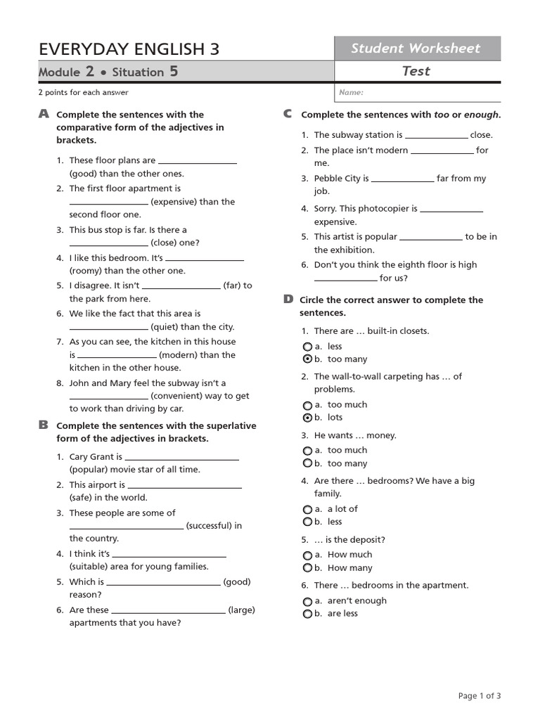 M02 - Module Test | PDF | Bedroom | Apartment