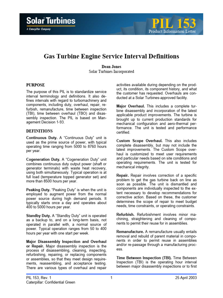 Gas Turbine Engine Service Intervals Guide | PDF | Gas Turbine ...
