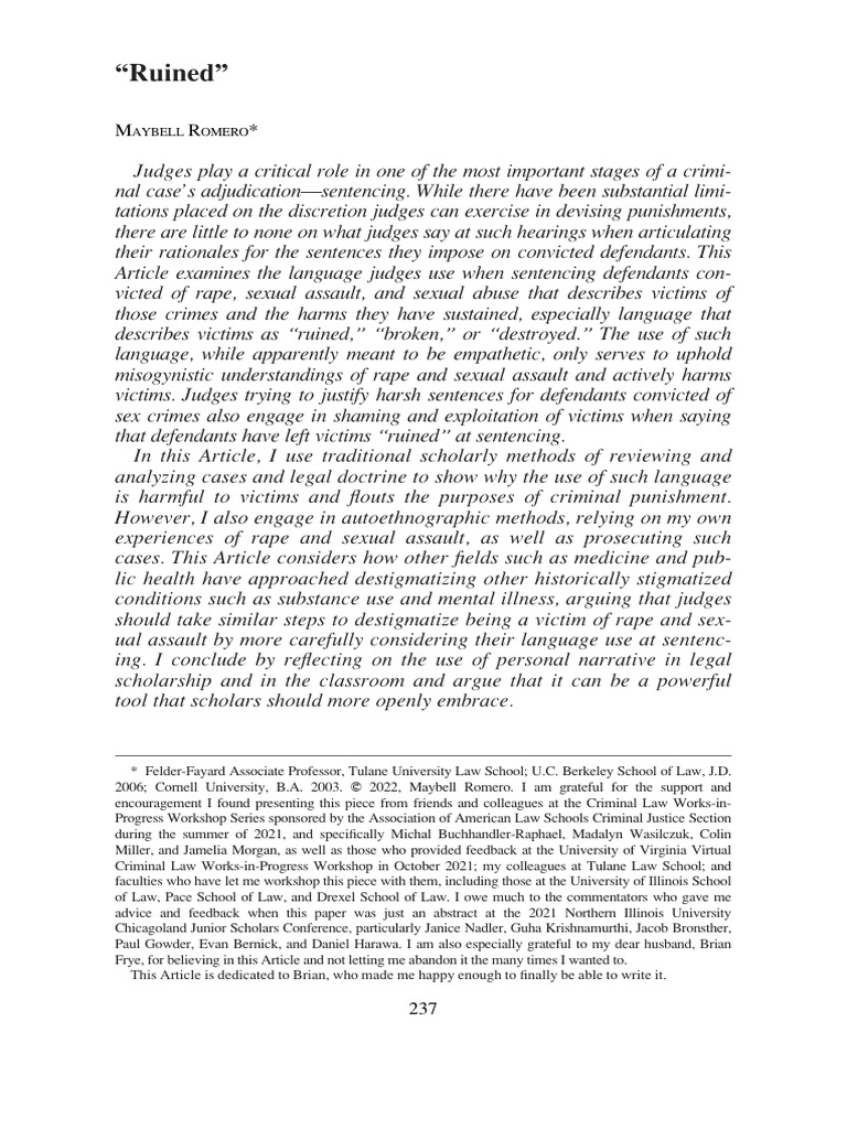Romero Ruined | Download Free PDF | Rape | Crimes