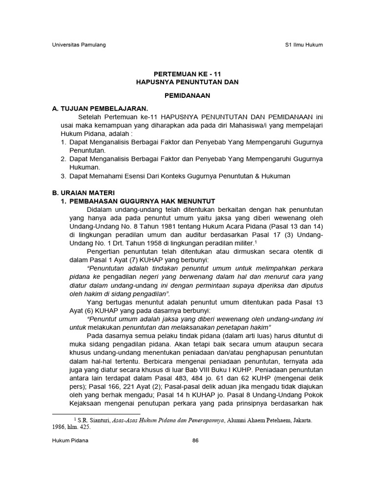 Fhk0044 - 11 - Hapusnya Penuntutan Dan Pemidanaan | PDF
