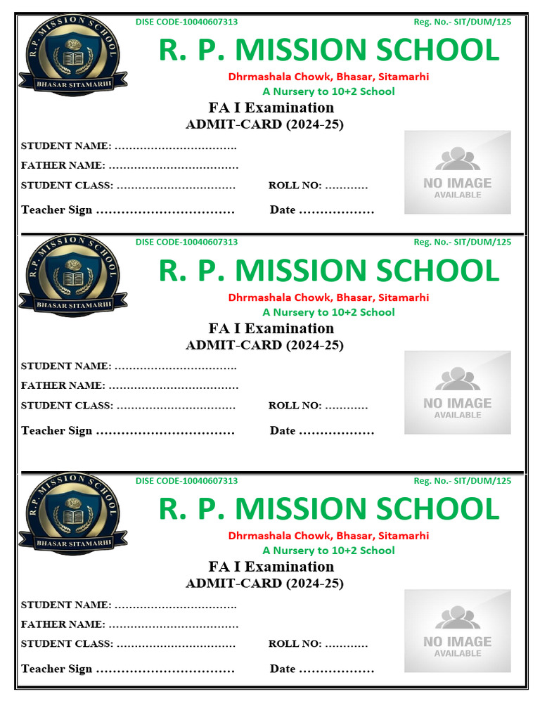 Admit Card Format | PDF