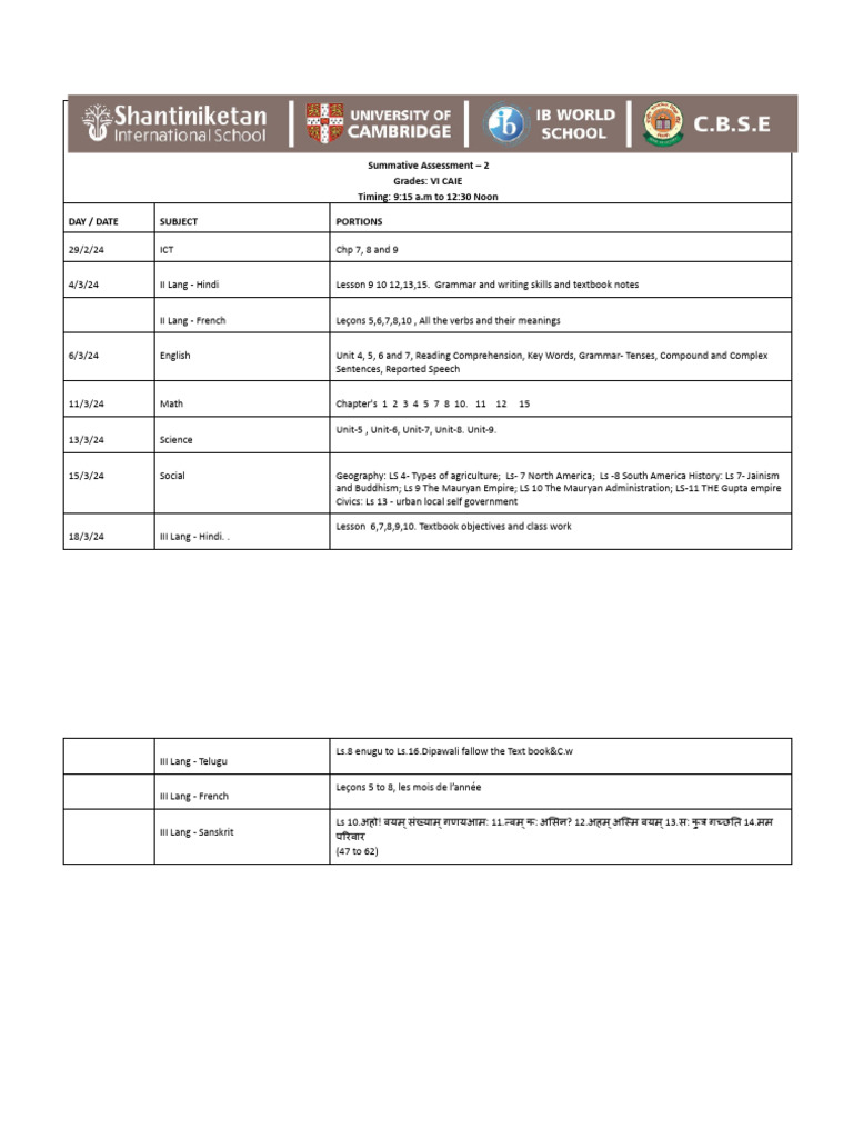 Summative Assessment Schedule 2024 | PDF | Verb | English Language