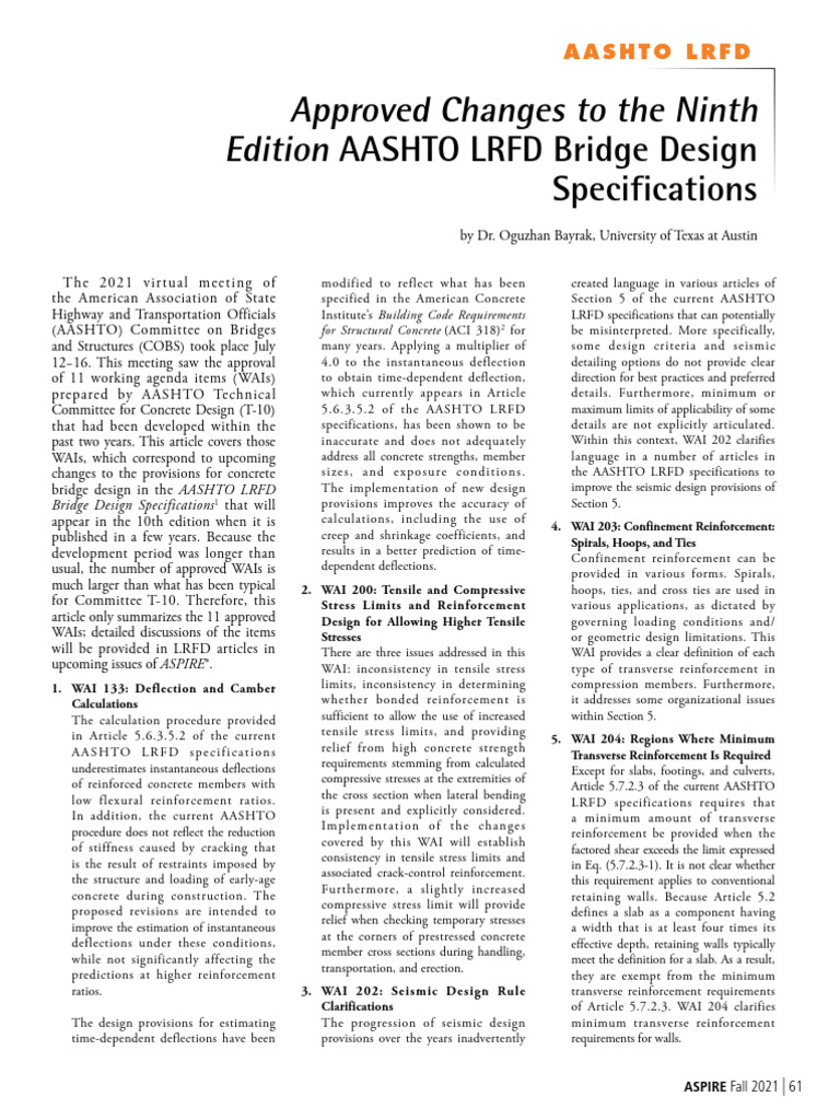 AASHTO LRFD ApprovedChanges9thEdition | PDF | Stress (Mechanics) | Concrete