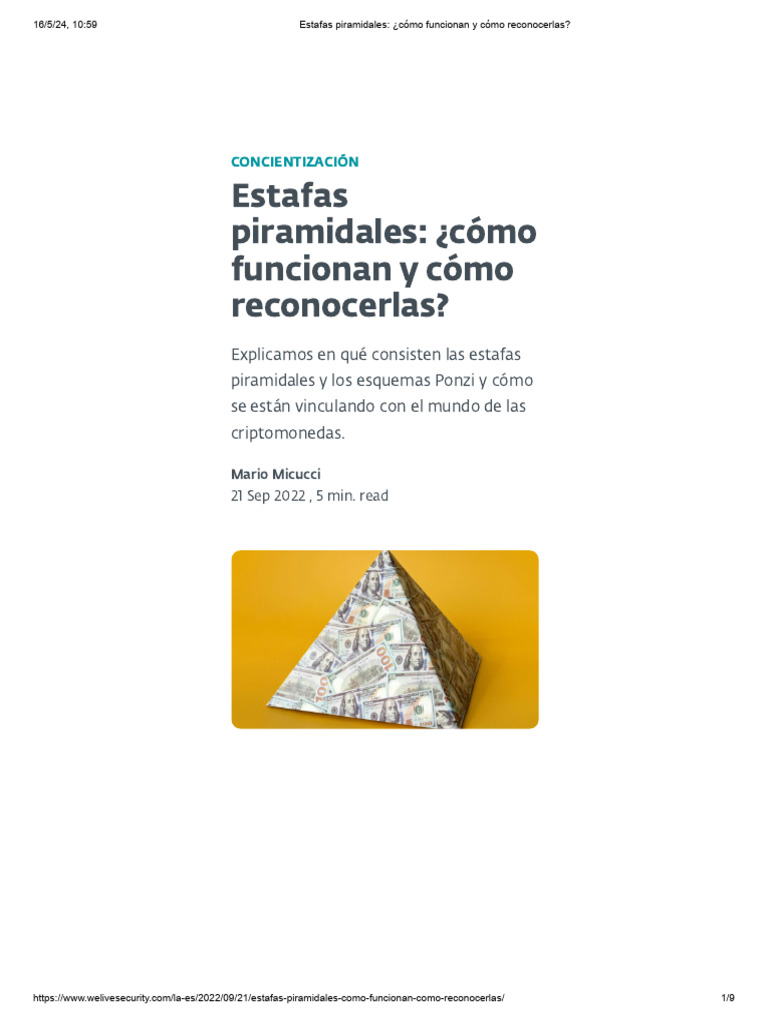 Estafas Piramidales - ¿Cómo Funcionan y Cómo Reconocerlas | PDF | Esquema Ponzi | Trucos de ...