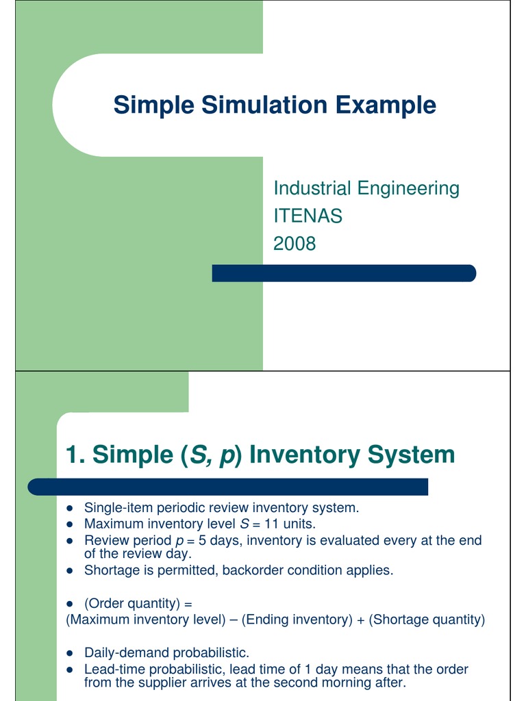 Simple Simulation Example | PDF | Inventory | Probability