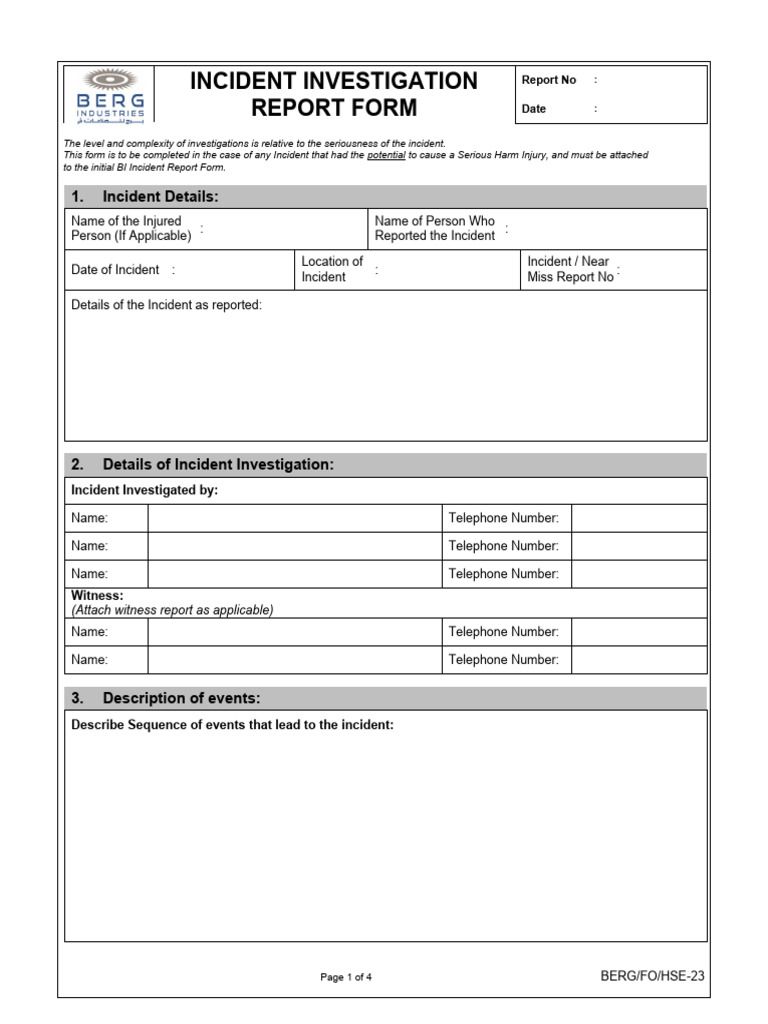 Form 23, Incident Investigation | PDF | Hazards | Risk