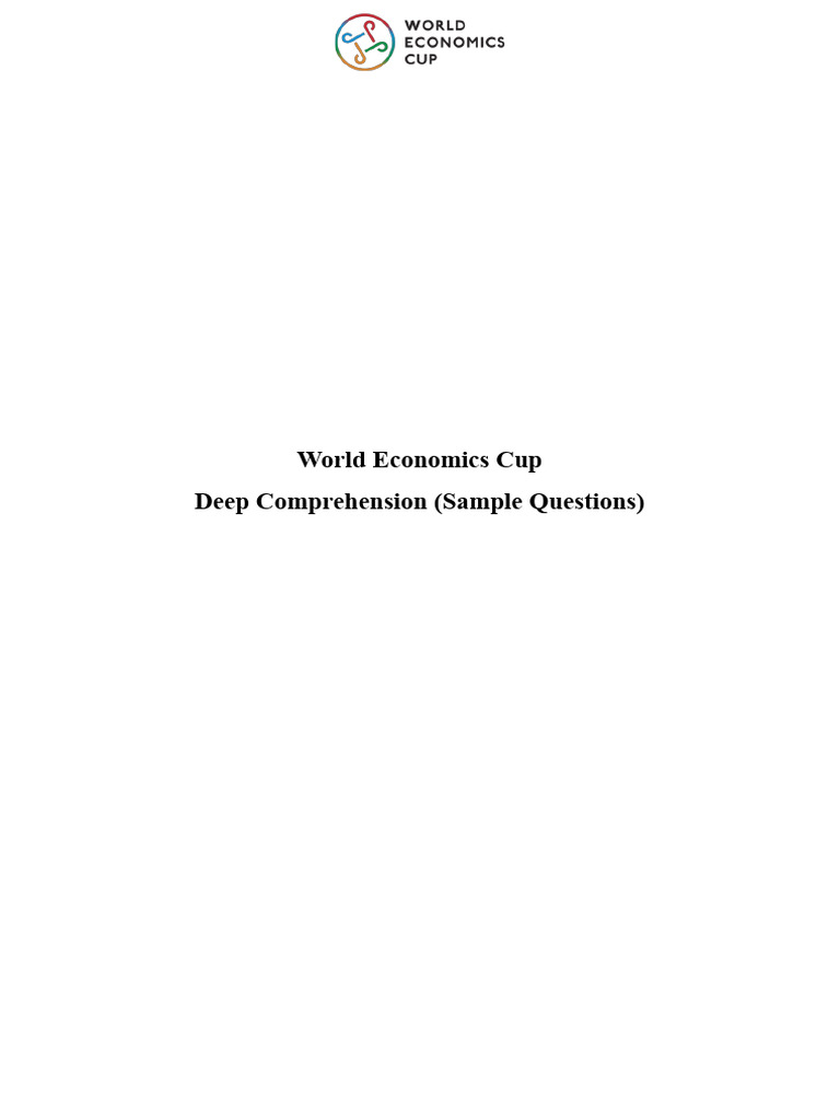 WEC - Deep Comprehension - Sample Questions | PDF | Exchange Rate | Economic Bubble
