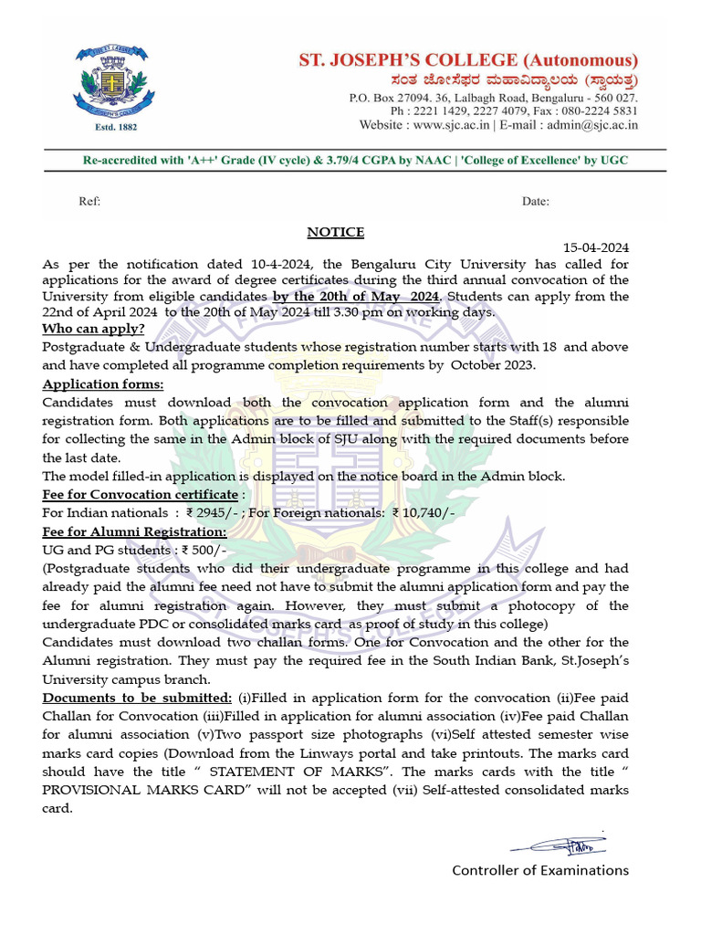 Convocation Application and Challan | PDF | Fee