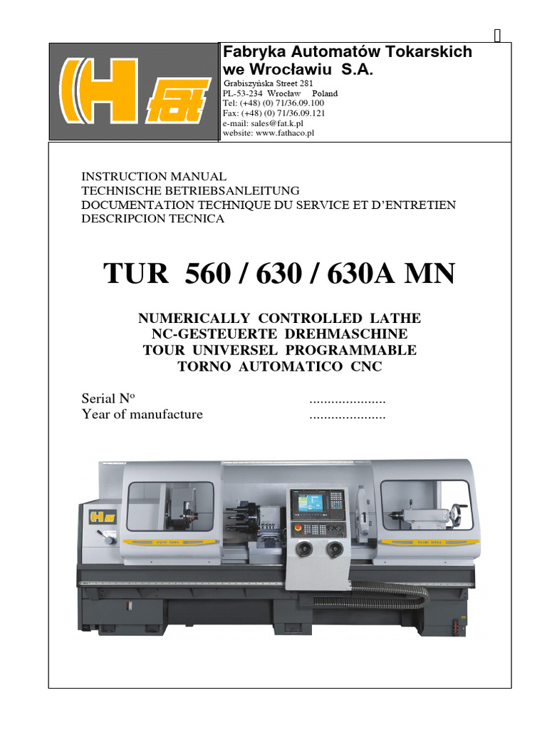DTR Fat Tur 630 MN | PDF | Mechanical Engineering | Tools