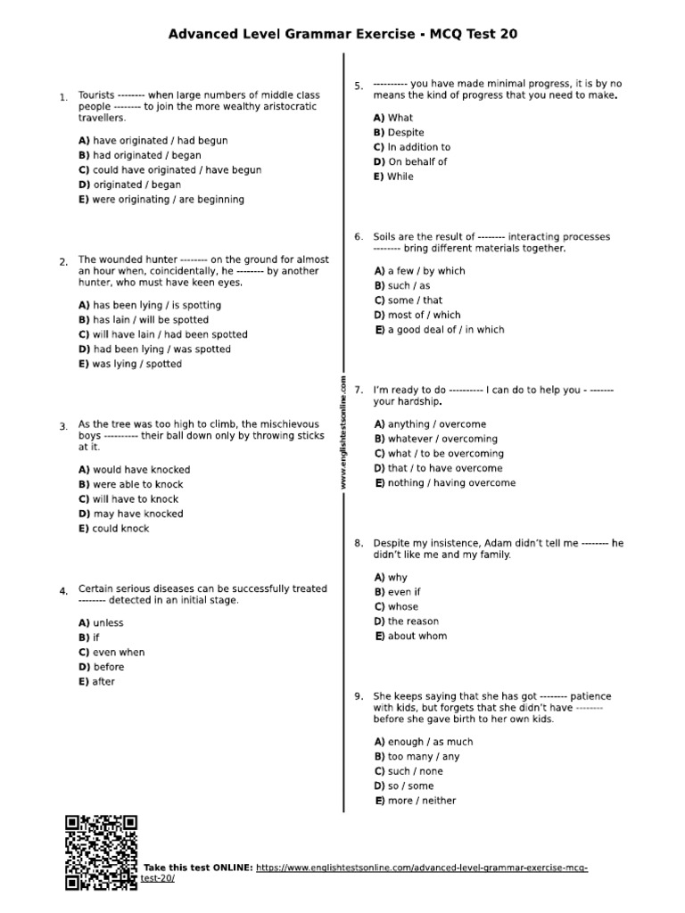 Adv English Test | PDF