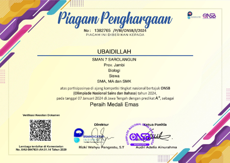 Piag - Biologi - OnSB 2024 | PDF