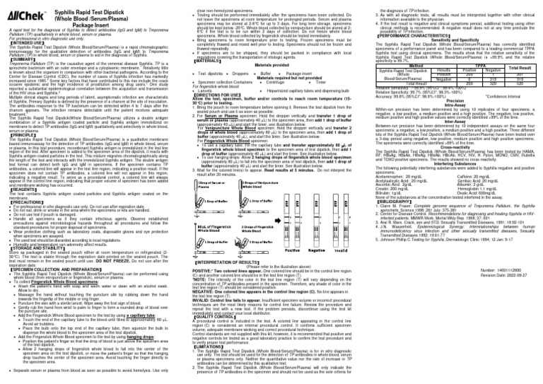 Insert KiT Syphilis Strip | Download Free PDF | Blood Plasma | Infection