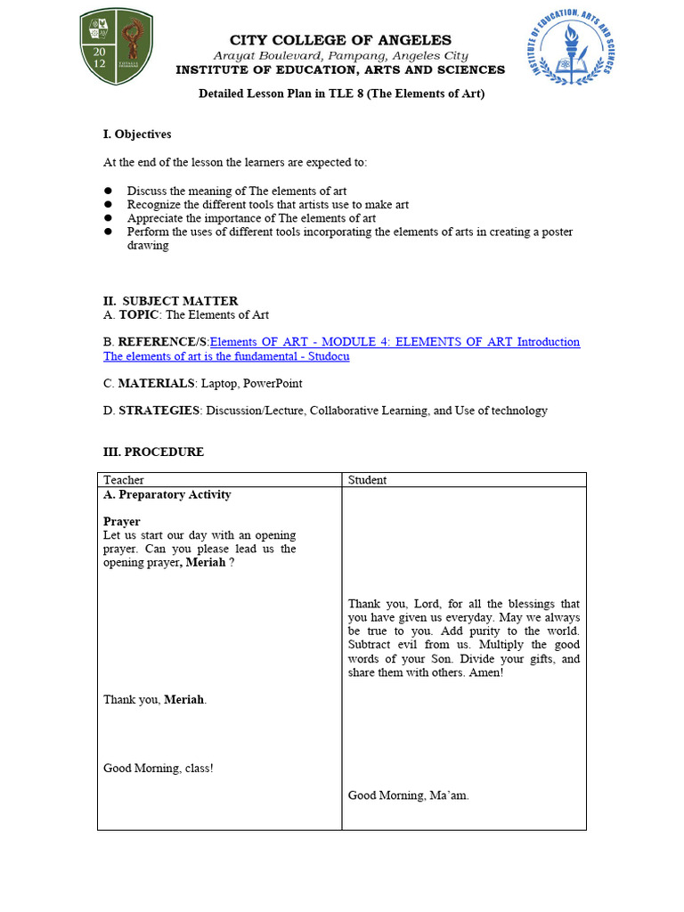 Final Demo DLP The Elements of Art 5 3 24 | PDF | Shape | Color