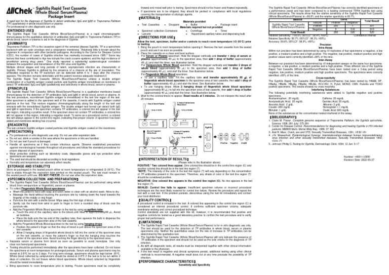 Insert Kit Syphilis Cassette | PDF | Blood Plasma | Infection