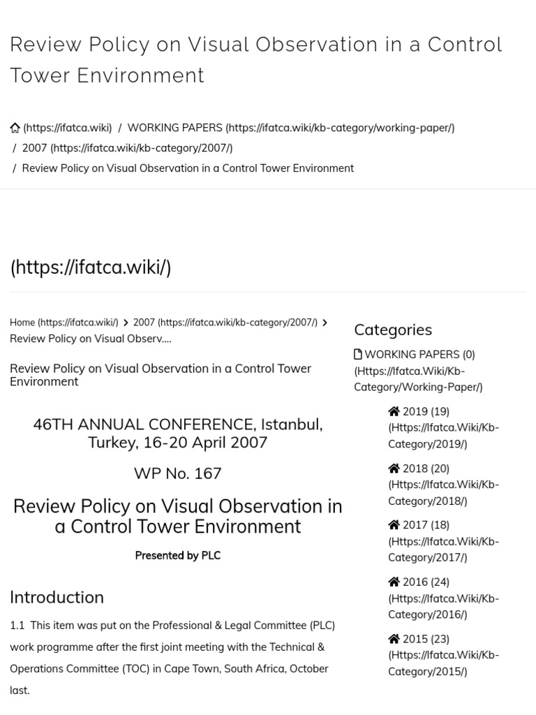 Visual Observation in A Control Tower Environment | PDF | Senses | Vision