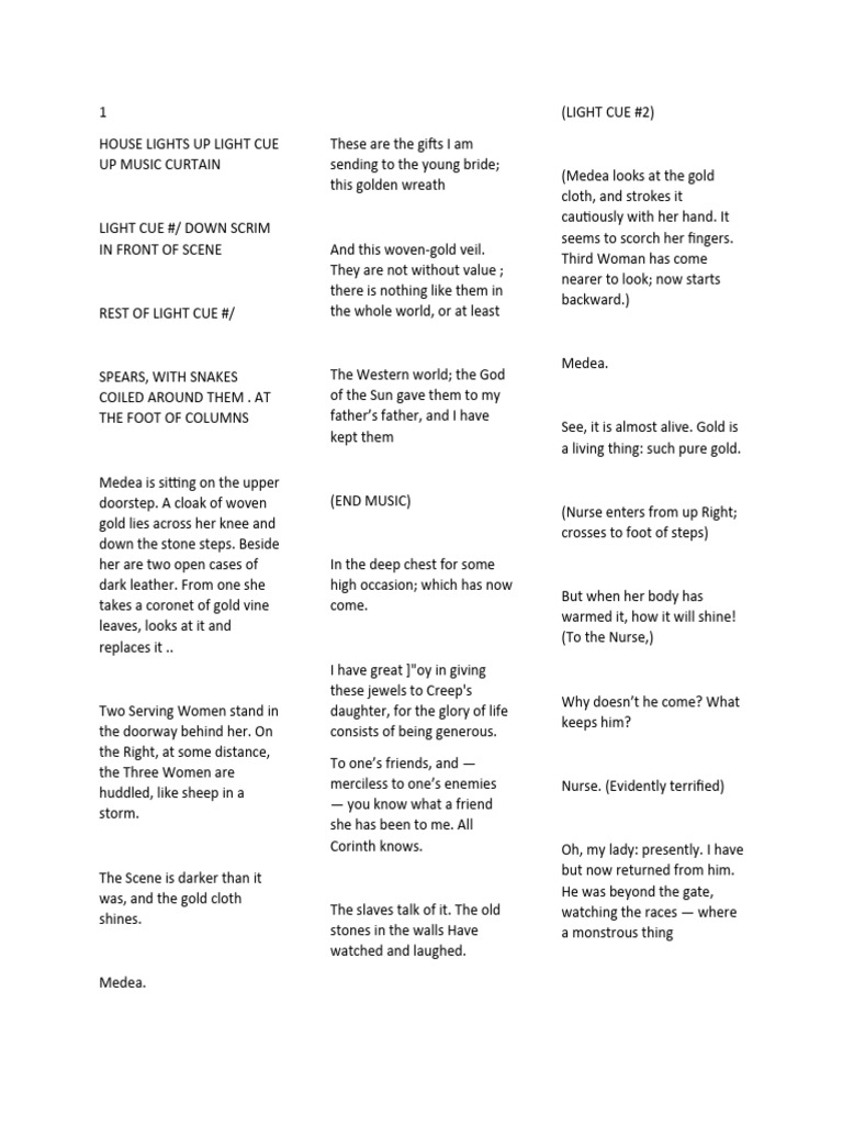 Theater Script: Medea's Dilemma | PDF | Jason