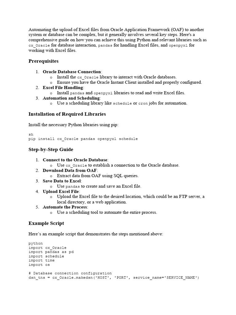Automate Excel Upload from OAF Using Python | PDF | Databases | Microsoft Excel