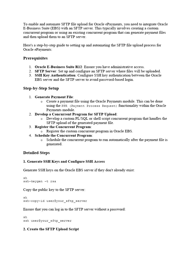 To Enable and Automate SFTP File Upload For Oracle Epayments | PDF ...