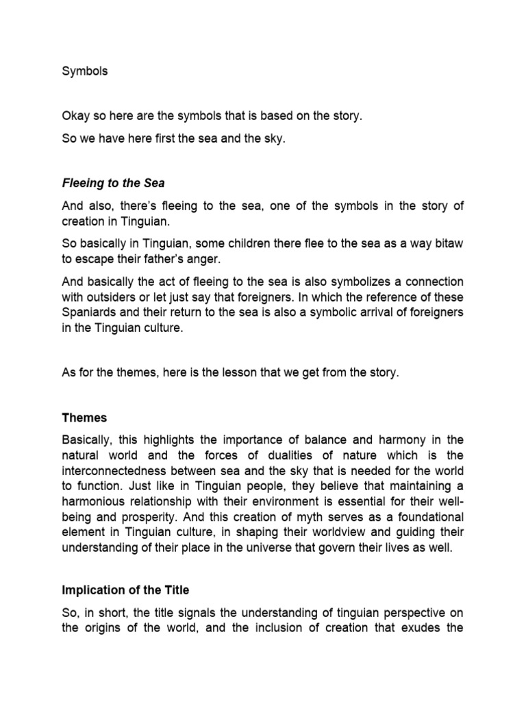 Tinguian Creation Symbols Explained | PDF | Social Science