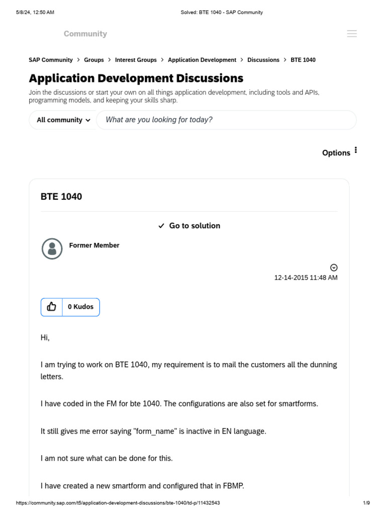Solved_ BTE 1040 - SAP Community | PDF | Computer Science | Software Engineering