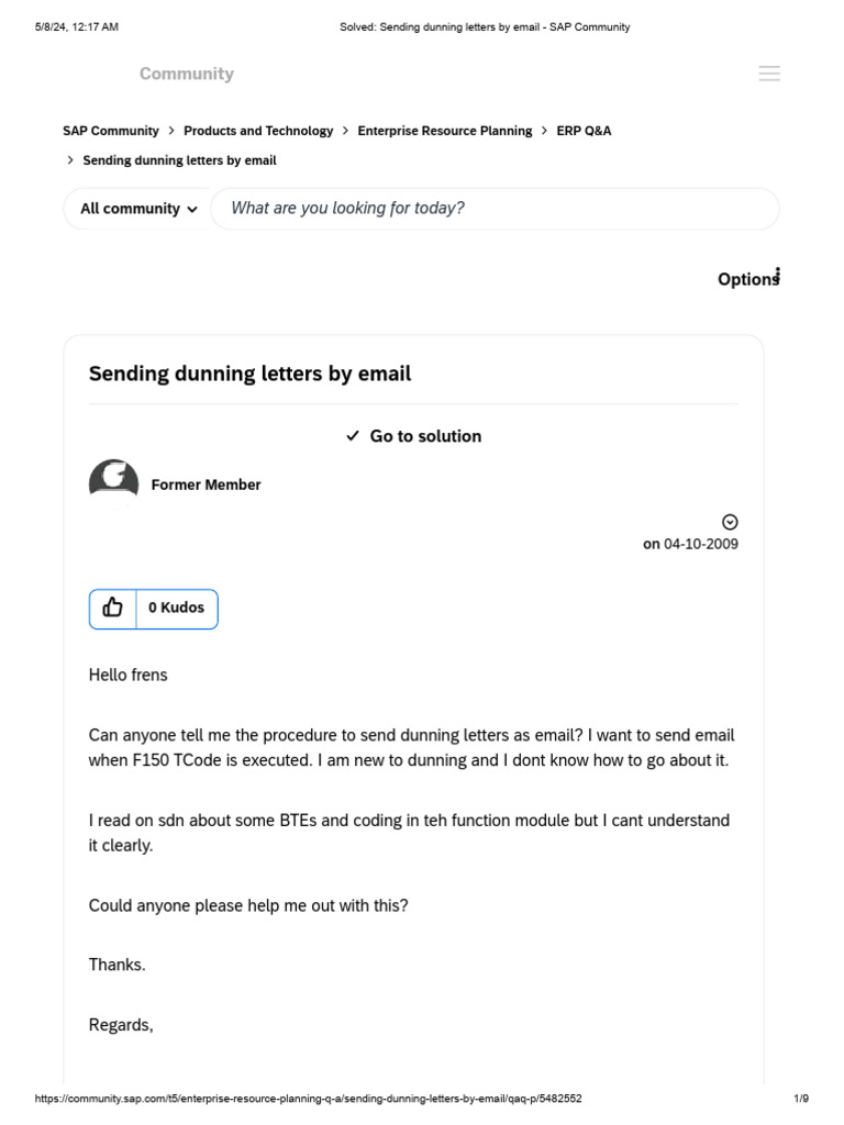 Configuring SAP Dunning Email Process | PDF | Email Address | Computing