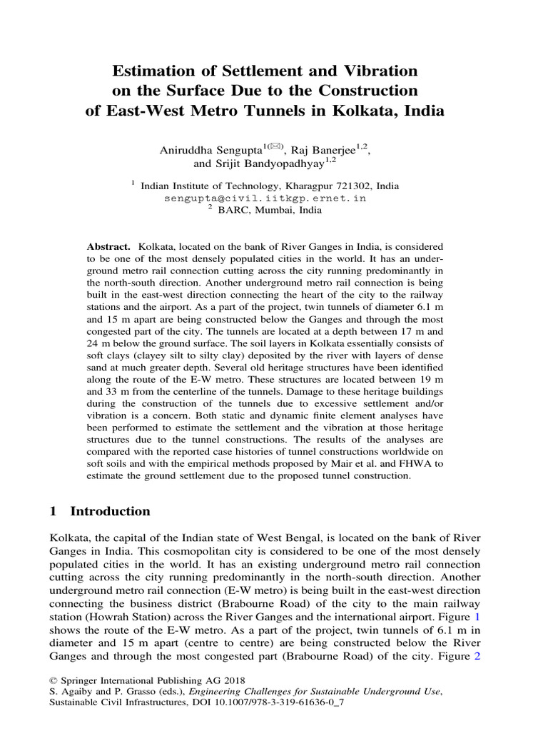 Estimation of Settlement and Vibration o | PDF | Silt | Tunnel