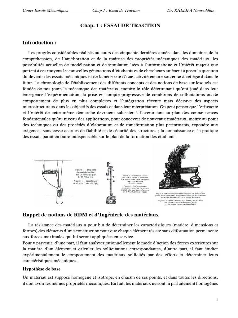 Essai de Traction Mécanique des Matériaux | PDF | Résistance des ...