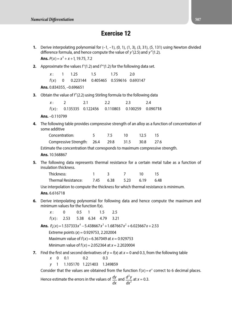 Exercise 12 | PDF | Interpolation | Function (Mathematics)