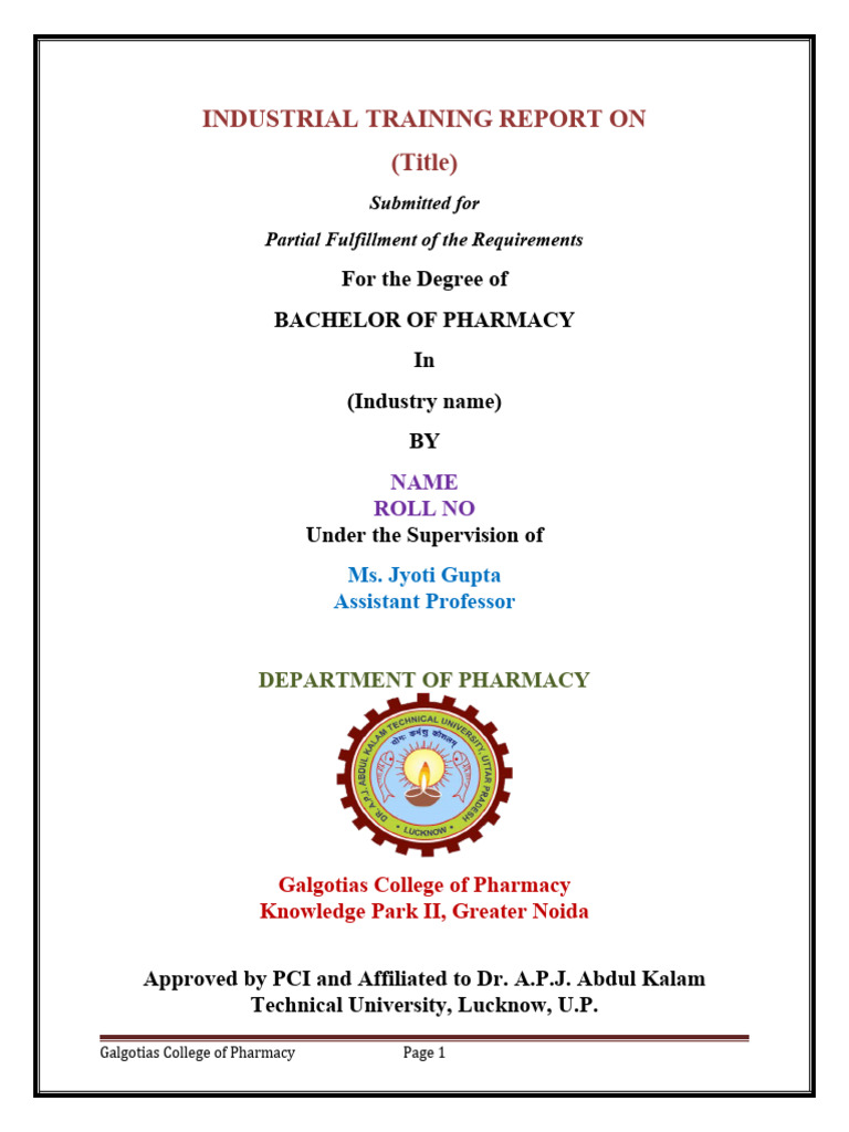 Industrial Report Format | PDF | Vocational Education | Qualifications