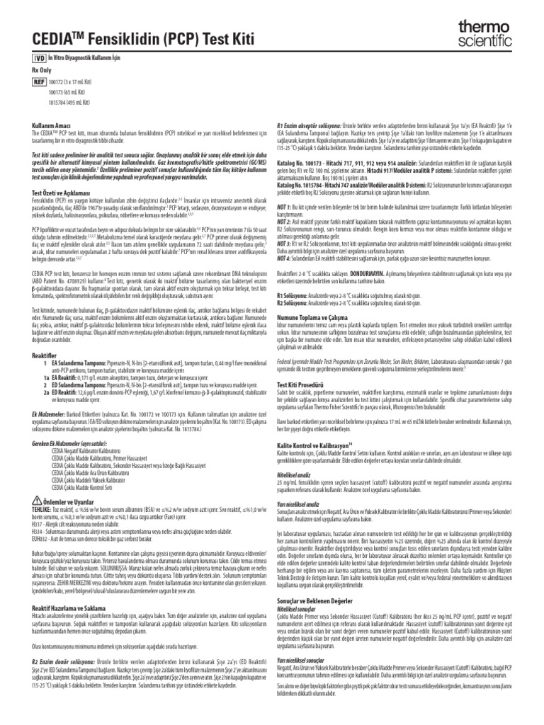 CEDIA Phencyclidine PCP Assay TR | PDF