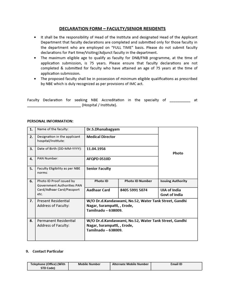 Faculty Declaration Form | PDF | Doctor Of Medicine | Thesis