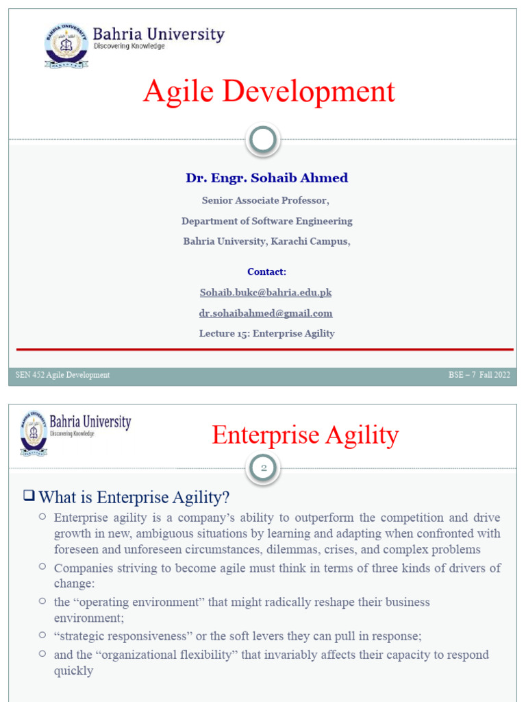 Lecture_15_Enterprise_Agility | PDF | Agile Software Development | Scrum (Software Development)