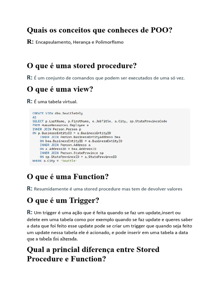 Conceitos Essenciais de POO e Banco de Dados | PDF