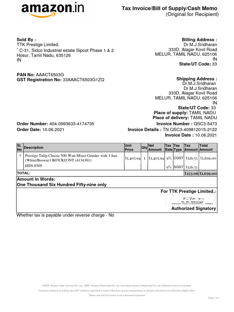 Prestige Mixer Invoice | Download Free PDF | Invoice | Economies
