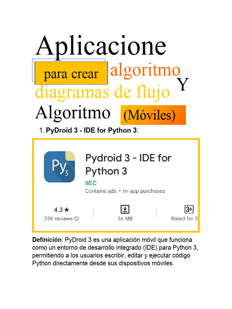 Aplicaciomes para Crear Algoritmos y Diagramas de Flujo (Moviles y PC) | PDF | Entorno de ...