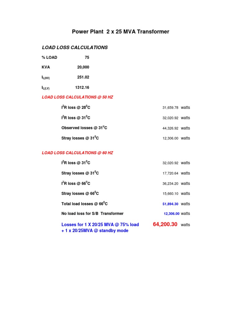 Transformer Losses Calculation | PDF